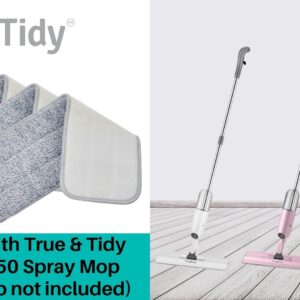 True & Tidy, Extra Thick Microfiber Mop Pad Pack Refill for SPRAY-250 Spray Mop SPRAY-360 Spray Mop Kit SWEEP-180 Sweeper Mop, Fits Other Mops, Machine Washable up to 100x, 15.5 x 5 inch (6-Pack)