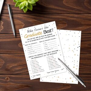 Fibevon Graduation Party Game Cards - Who Knows The Graduate Best (36-Pack)- Graduation Party Collection Grad Celebration Party Supplies for High School/College/Senior School