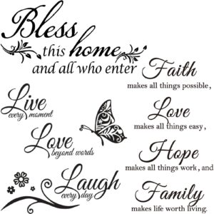 3 sheets vinyl wall quote stickers love family inspirational wall stickers motivational wall decals bible verse inspirational sayings for home school wall decorations (classical style)