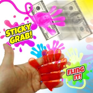 Fun a Ton Giant Snap Hand-Jumbo Sticky Hands Toy (4 Pack Assorted) Large Stretchy Toy for Kids. Party Favors, Classroom Prizes, Birthday Gifts Easter Day Goodie Bags Stuffers Bulk. 414-4s