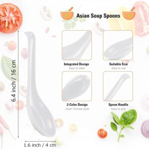 Comicfs Asian Soup Spoons 12 pieces, 12HSP-W, Large Japanese Soup Spoons, Soba Rice Pho Ramen Noodle Soup Spoons, Chinese Won Ton Soup Spoon, Hook Style (12 Spoons, White)