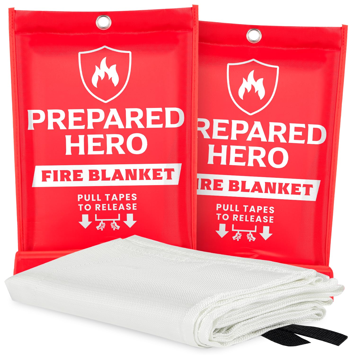 Prepared Hero Emergency Fire Blanket - 2 Pack - Fire Suppression Blanket for Kitchen, 40” x 40” Fire Blanket for Home, Fiberglass Fire Blanket