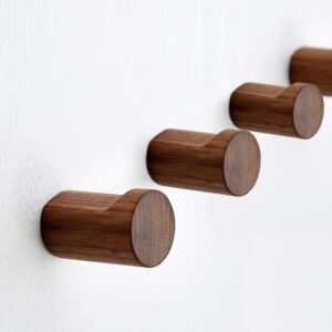 4 pack wooden wall hooks - wall-mounted natural wood coat hangers simple modern handmade minimalist home decor wooden pegs for hanging coats hats bags towels