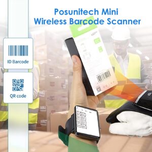 Posunitech Glove with Barcode Scanner 1D Reader NFC Support Mini Wireless Barcode Reader Zebra SE965 Compatible with Mac OS, Windows, Android 4.0+, ios