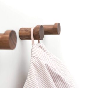 4 Pack Wooden Wall Hooks - Wall-Mounted Natural Wood Coat Hangers Simple Modern Handmade Minimalist Home Decor Wooden Pegs for Hanging Coats Hats Bags Towels