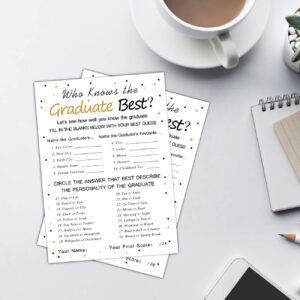 Fibevon Graduation Party Game Cards - Who Knows The Graduate Best (36-Pack)- Graduation Party Collection Grad Celebration Party Supplies for High School/College/Senior School