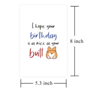 Alzombi Funny Happy Birthday Card, Cute Corgi Butt Bday Card for Husband Wife, Cheeky Love Card for Him Her