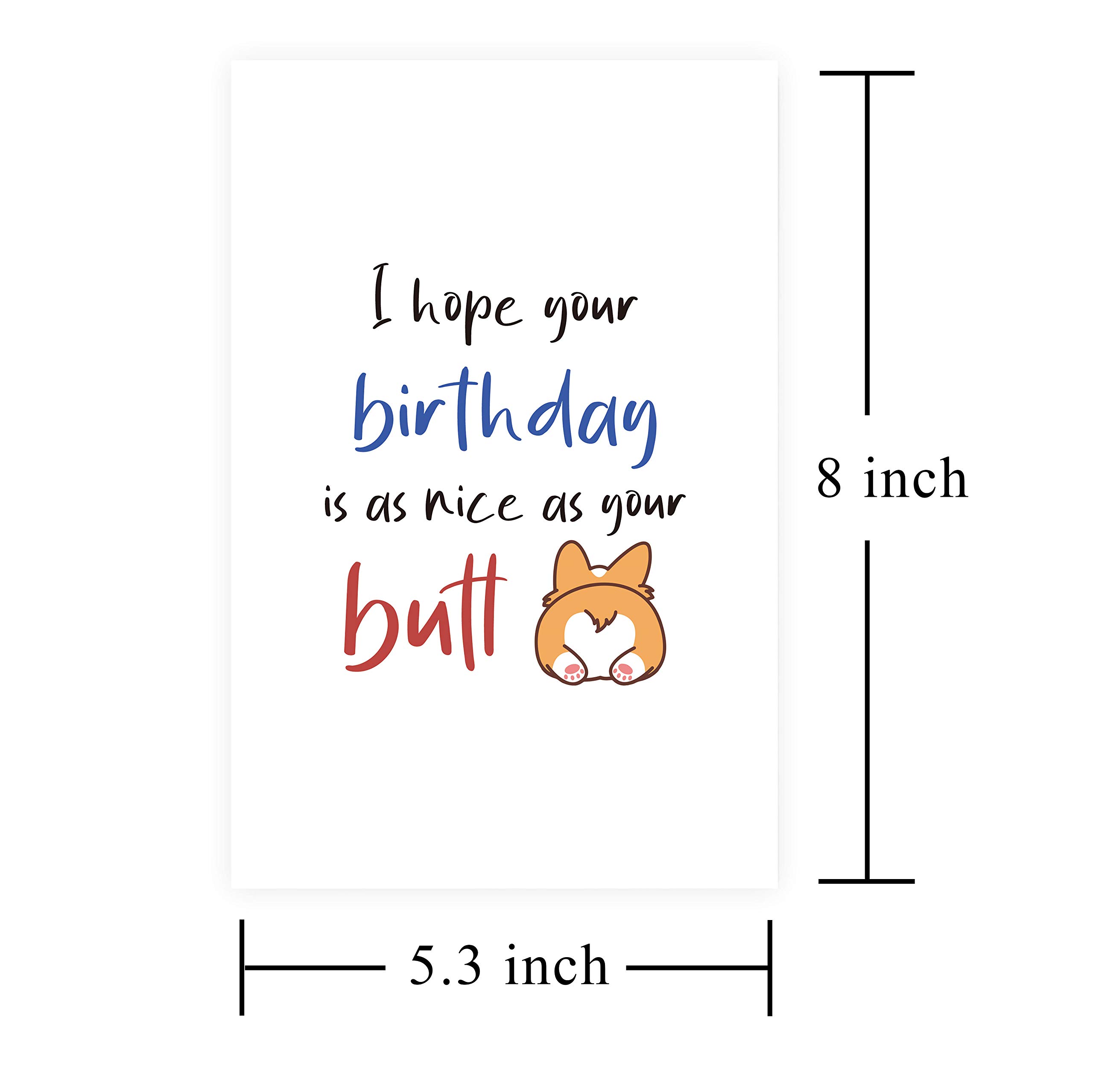 Alzombi Funny Happy Birthday Card, Cute Corgi Butt Bday Card for Husband Wife, Cheeky Love Card for Him Her