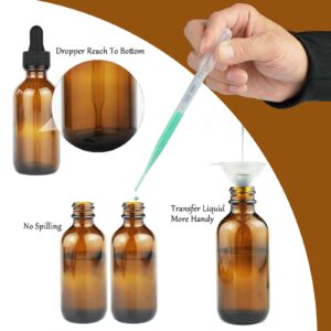 24 Pack 2 oz Dropper Bottles,Amber Glass Bottles with Eye Droppers;Leak Proof Travel Bottles for Essence Liquid Cosmetic(60ml)