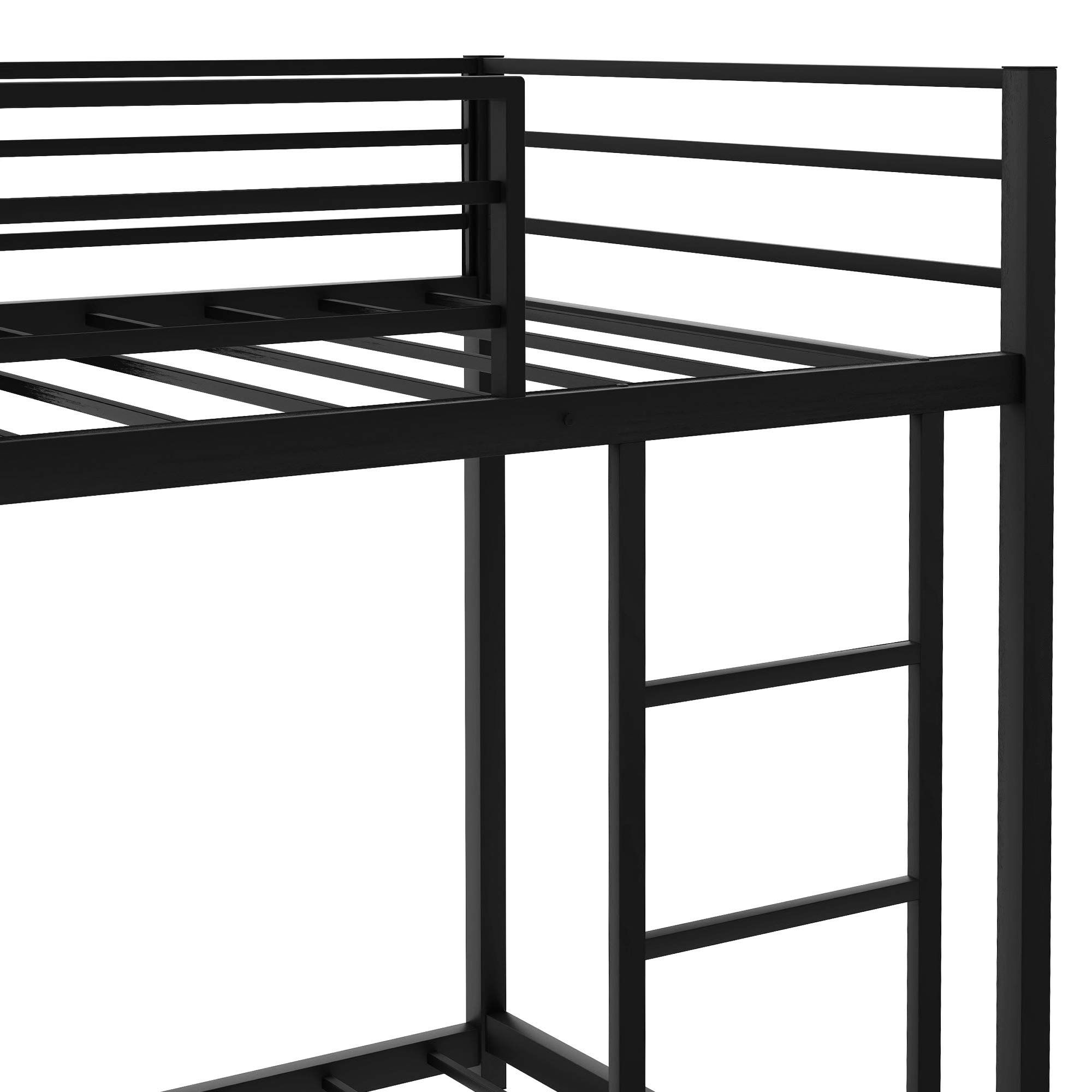 Twin Over Twin Metal Bunk Bed, Low Bunk Bed with Ladder for Kids,Toddlers,Teens,No Box Spring Needed， Black