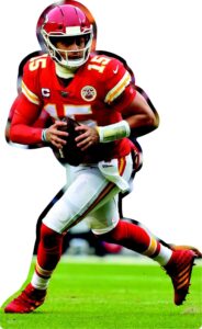 patrick mahomes life-size cardboard cutout, 6ft tall - nfl kansas city chiefs football decorations for 2024 super bowl game day party - superbowl decor & party supplies