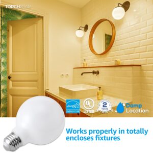 TORCHSTAR G25 Globe Light Bulbs LED Dimmable, Round Frosted Vanity Light Bulb for Bathroom, LED Edison Bulb, 4.5W(60W Eqv.), UL & Energy Star Listed, 500lm, E26 Base, 2700K Soft White, Pack of 6