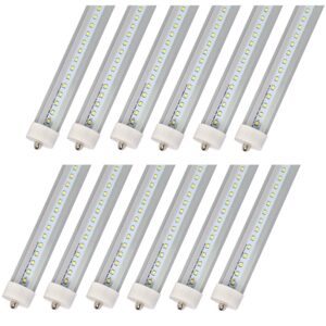 8 foot led bulbs, 50w fa8 single pin base, 6000lm 5000k led tube light, replace t8 t10 t12 fluorescent light(clear cover 12 pack)