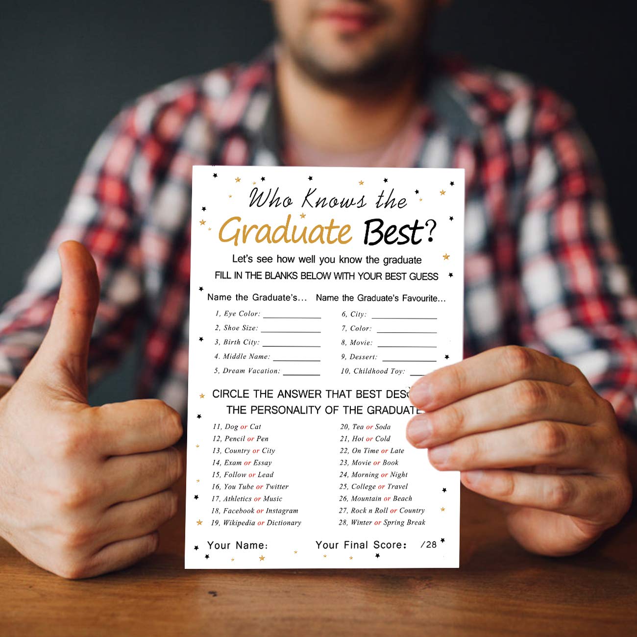 Fibevon Graduation Party Game Cards - Who Knows The Graduate Best (36-Pack)- Graduation Party Collection Grad Celebration Party Supplies for High School/College/Senior School