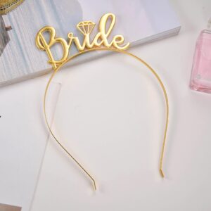 Bride to Be Set, 3pack Bride to Be Sash & Headband Tiara & Shoulder Length Veil Bachelorette Party Supplies Bridal Shower Decoration Accessories(Gold)