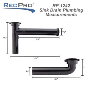 RecPro RV Kitchen Sink Drain Assembly | For Double Bowl Sinks | 1-1/2" Continuous Waste Kit