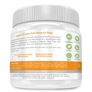 Turmeric for Dogs - Organic Turmeric with Curcumin, Hip and Joint Supplement Dogs Soft Chew, with Collagen and Bioprene, High Absorption Eliminates Joint Pain Inflammation - 120 Count