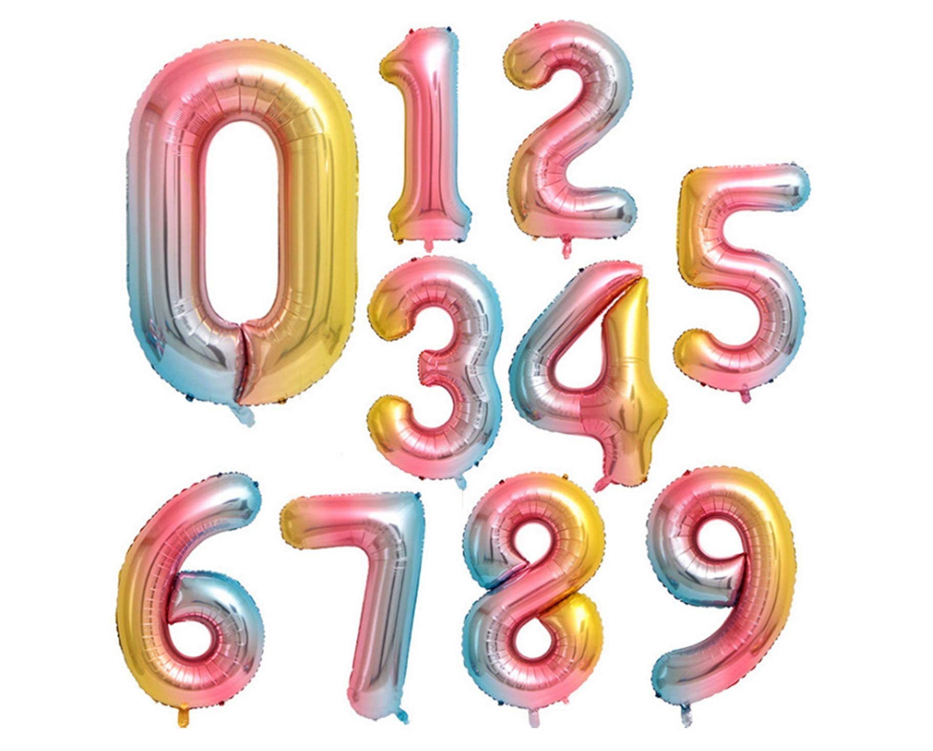 YPSelected Gradient Color 40 Inch Large Foil Helium Number Balloon Birthday Wedding Party 0-9 (Rainbow, 4)