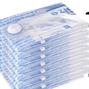 vacuum storage bags 8 large, space saver sealer bags, airtight compression bags for clothes, pillows, comforters, blankets, bedding(no pump)