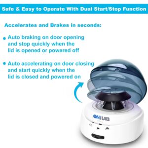 ONiLAB's Scientific Mini Centrifuge 7000RPM, 2680 x g RCF, Lab Benchtop Centrifuge with 2 Rotors for 8 x 0.2/0.5/1.5/2.0ml and 0.2mL×32 PCR Strips, Low Noise≤45dB, 100-240V,Blue lid