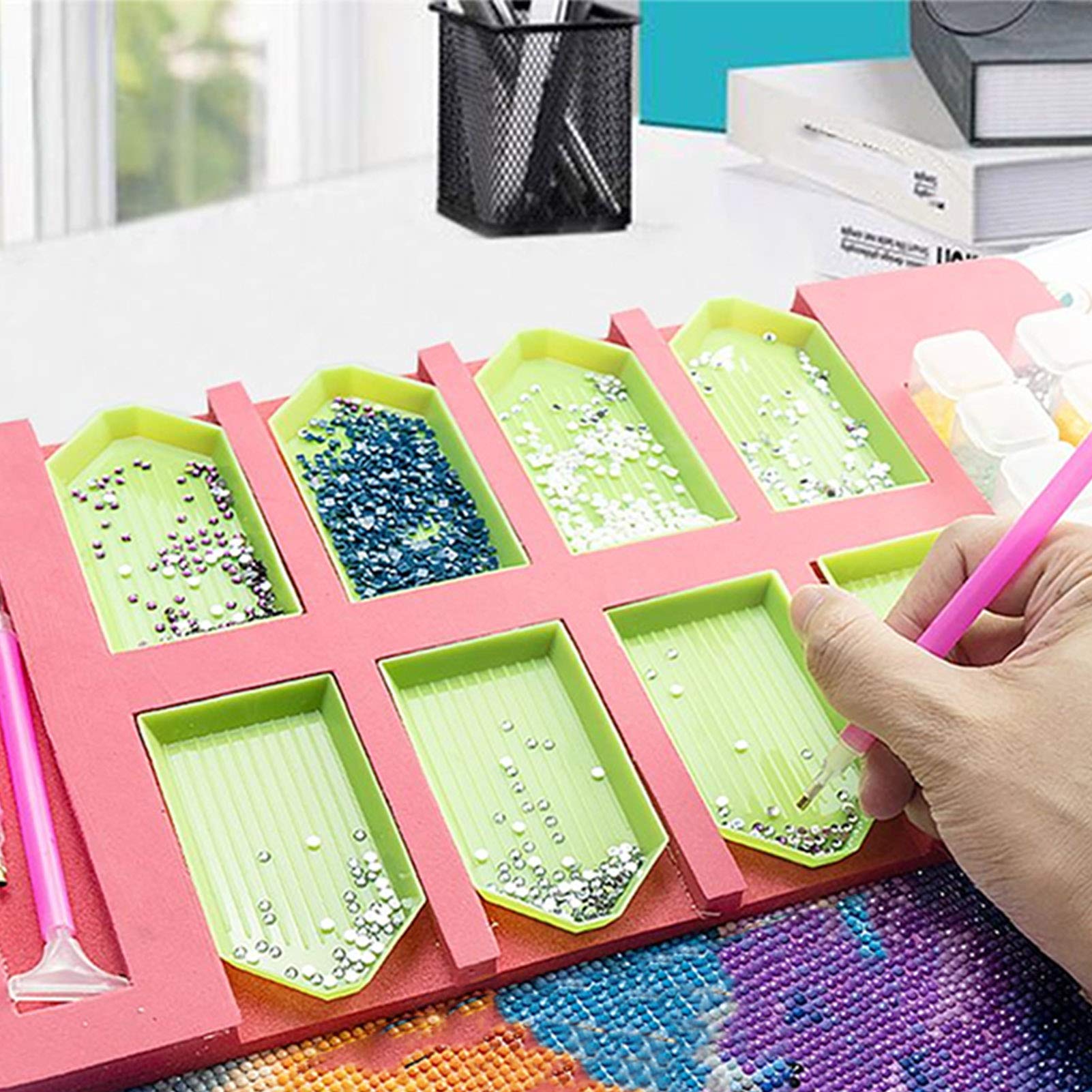 2 Sets Painting Tray Organizer,Adults DIY Art Craft Tray Accessories,Multi-Boat Holder Container Storage Rack