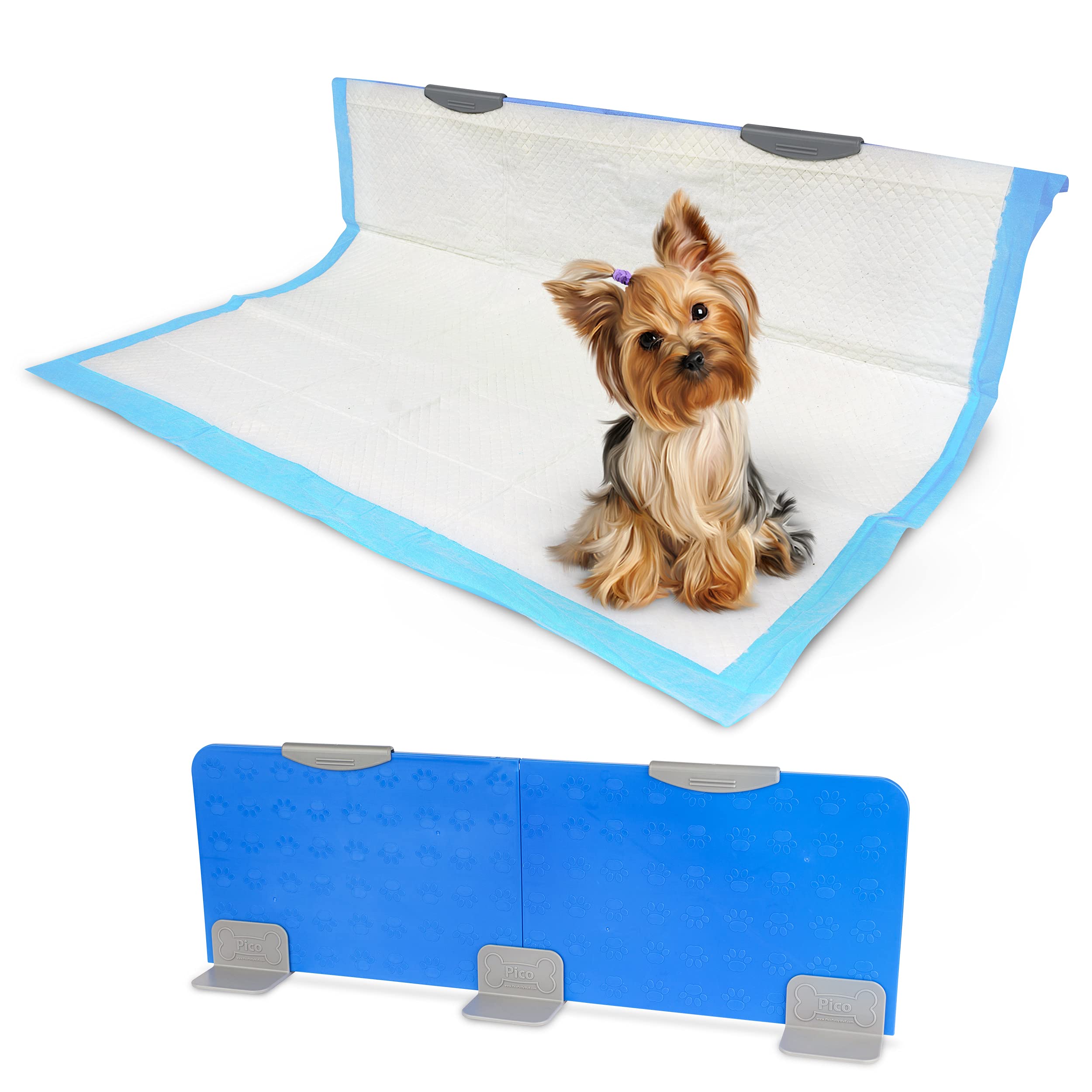 Pico Stand Up Vertical Wall Dog Puppy Pee Pad Holder - Indoor Splash Guard for Potty Training - Potty Pad Holder with Easy Clean up for Leg Lifting Small and Medium Dogs Potty Wall