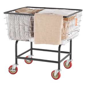 vevor wire laundry cart, 2.8bushel wire laundry basket with wheels, 26.7''x21.7''x26.4'' commercial wire laundry basket cart, steel frame with chrome finish, 4" casters, wire basket cart for laundry