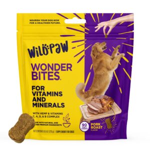 wildpaw wonderbites for vitamins & minerals - essential probiotic supplement for dog care - soft chew dog multivitamin - supports digestive health, immune health & joint health - 90 soft chews