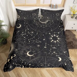 feelyou sun and moon duvet cover boho exotic bedding set galaxy astrology comforter cover for boys girls children teens bedroom decor chic cute luxury zodiac signs bedspread cover queen size