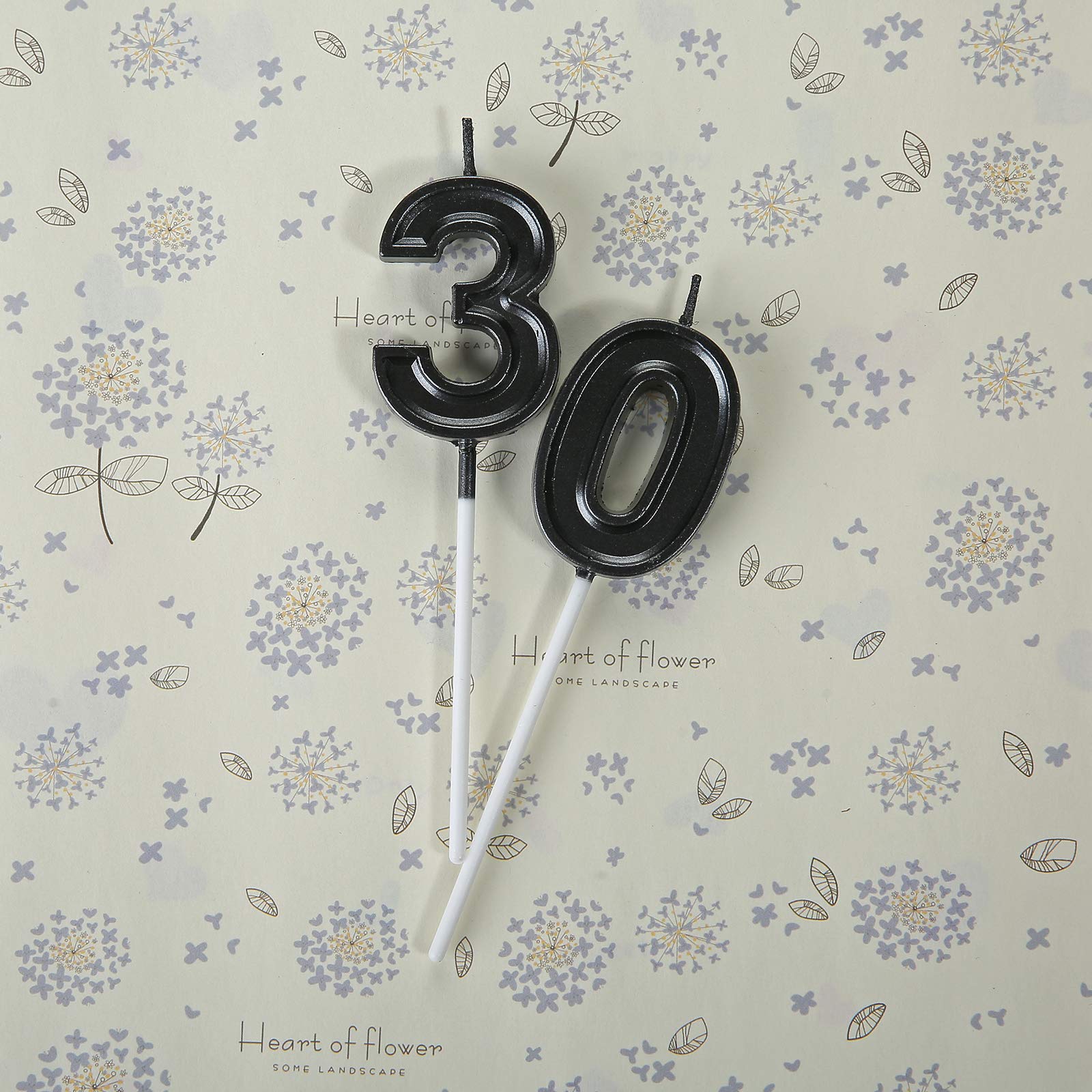 Bailym Black 30th Birthday Candles, Number 30 Cake Topper for Men Birthday Decorations Party Decoration