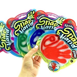 Fun a Ton Giant Snap Hand-Jumbo Sticky Hands Toy (4 Pack Assorted) Large Stretchy Toy for Kids. Party Favors, Classroom Prizes, Birthday Gifts Easter Day Goodie Bags Stuffers Bulk. 414-4s