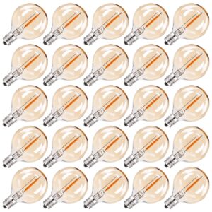 sphoon pack of 25 g40 amber glass led replacement bulbs, 1w equivalent 10w e12 screw base soft warm 2200k globe light bulb for indoor & outdoor led string light party patio garden decor, cri 90+