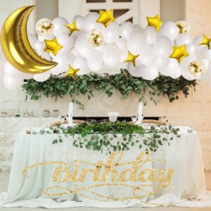 White Balloon Garland Kit - 131pcs White Balloons with Moon and Star Balloons, Perfect for twinkle twinkle little star baby shower decorations & White and Gold Party Decorations