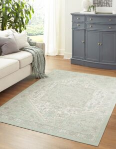 unique loom whitney collection area rug - milano (4' 1" x 6' 1" rectangle, mint/ ivory)