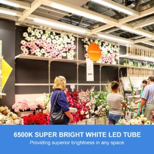 LED Shop Light 4FT 10 Pack, 40W 5400LM 6500K Linkable Shop Light Fixtures, V Shape High Output Clear Cover T8 LED Tube Light Plug and Play, 4 Foot LED Shop Light for Garage Warehouse Basement