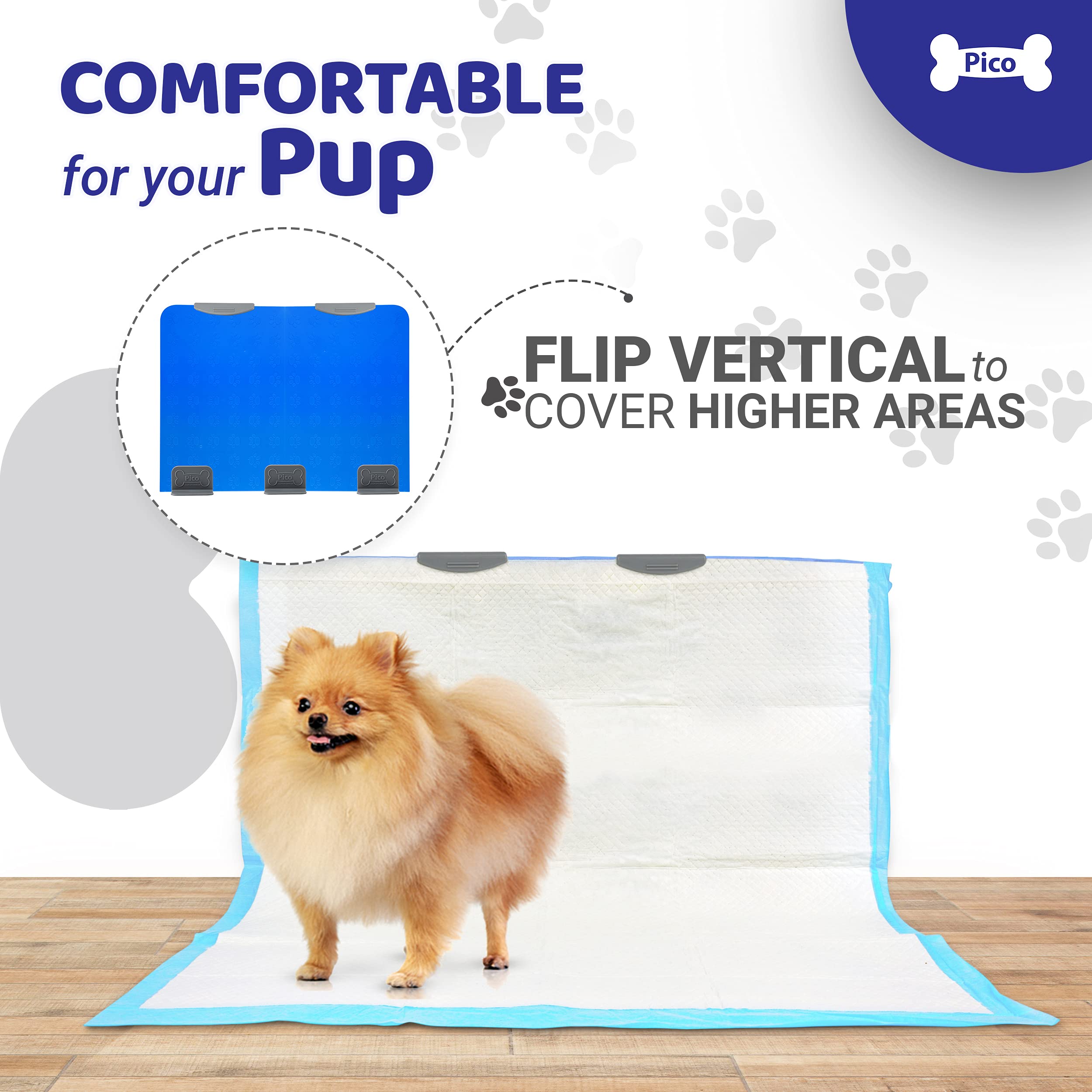 Pico Stand Up Vertical Wall Dog Puppy Pee Pad Holder - Indoor Splash Guard for Potty Training - Potty Pad Holder with Easy Clean up for Leg Lifting Small and Medium Dogs Potty Wall