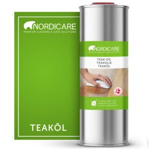 nordicare teak oil (1l) - wood oil for the entire indoor area - revives the original color of wood - premium teak oil wood care oil with stain protection - natural silk matt finish-made in denmark