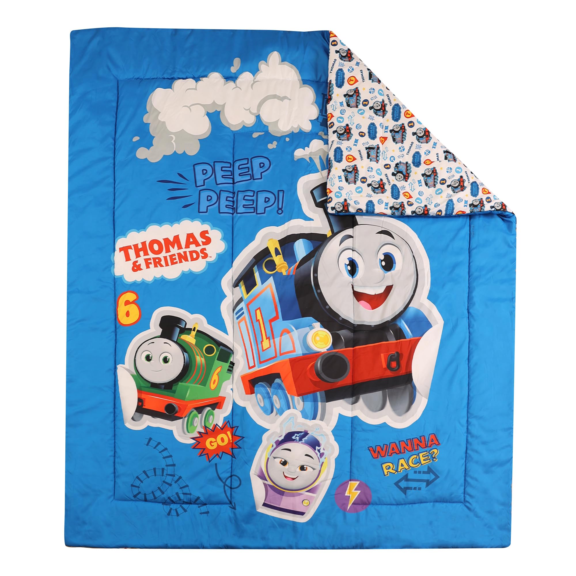 Thomas The Tank Twin Sheet Set for Kid's Bed in a Bag with Reversible Comforter, Flat Sheet, Fitted Sheet & Pillowcase - 4 pcs