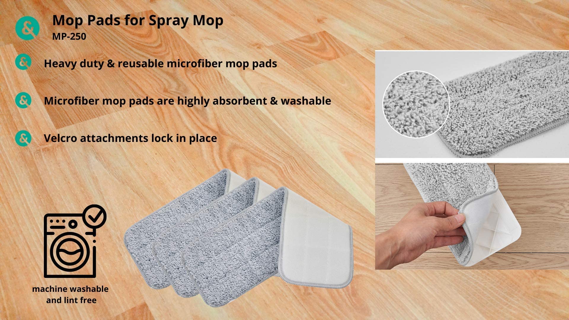 True & Tidy, Extra Thick Microfiber Mop Pad Pack Refill for SPRAY-250 Spray Mop SPRAY-360 Spray Mop Kit SWEEP-180 Sweeper Mop, Fits Other Mops, Machine Washable up to 100x, 15.5 x 5 inch (6-Pack)