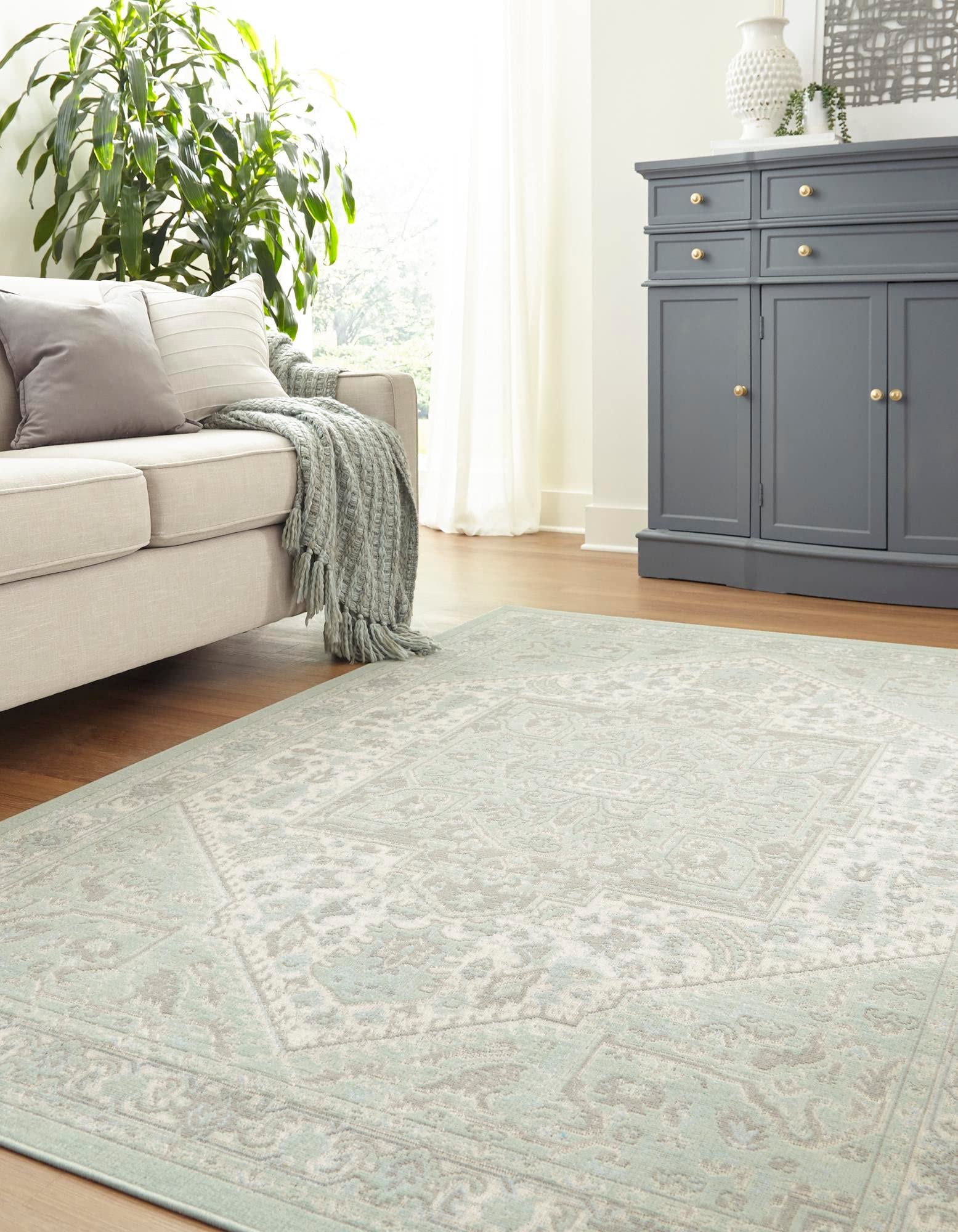 Unique Loom Whitney Collection Area Rug - Milano (4' 1" x 6' 1" Rectangle, Mint/ Ivory)