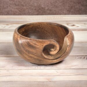 s.b.arts wooden yarn bowl for crocheting handmade wool storage yarn bowl with holes knitting gifts for women crochet accessories (wooden)