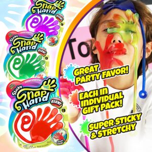 Fun a Ton Giant Snap Hand-Jumbo Sticky Hands Toy (4 Pack Assorted) Large Stretchy Toy for Kids. Party Favors, Classroom Prizes, Birthday Gifts Easter Day Goodie Bags Stuffers Bulk. 414-4s