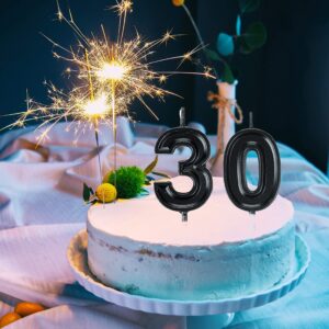 Bailym Black 30th Birthday Candles, Number 30 Cake Topper for Men Birthday Decorations Party Decoration