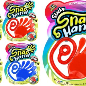 Fun a Ton Giant Snap Hand-Jumbo Sticky Hands Toy (4 Pack Assorted) Large Stretchy Toy for Kids. Party Favors, Classroom Prizes, Birthday Gifts Easter Day Goodie Bags Stuffers Bulk. 414-4s