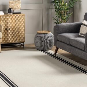 nuLOOM Clarissa Cotton Flatweave Casual Stripe Area Rug, 6x9, Ivory