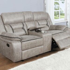 Coaster Home Furnishings Greer Upholstered Motion Reclining Loveseat Taupe