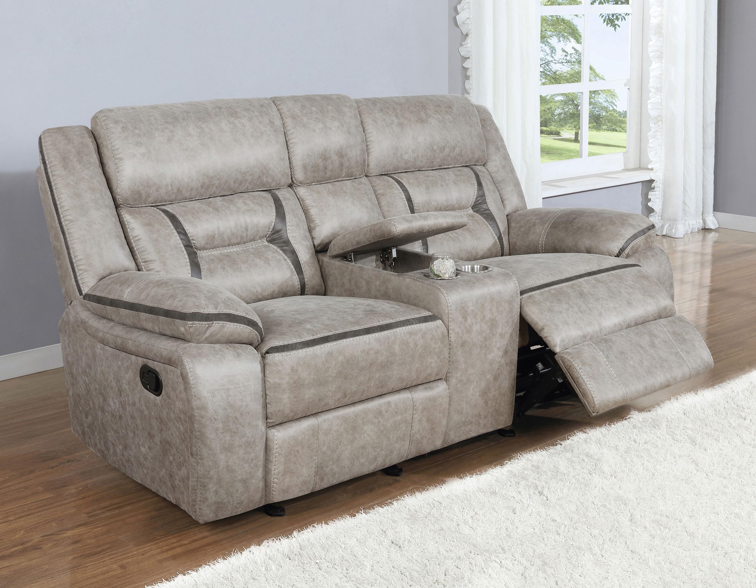 Coaster Home Furnishings Greer Upholstered Motion Reclining Loveseat Taupe