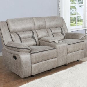 Coaster Home Furnishings Greer Upholstered Motion Reclining Loveseat Taupe