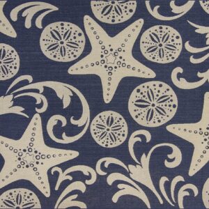 Gertmenian Indoor Outdoor Area Rug, Classic Flatweave, Washable, Stain & UV Resistant Carpet, Deck, Patio, Poolside & Mudroom, 6x9 Ft Medium, Party Starfish Sand Dollar, Navy Blue Sand