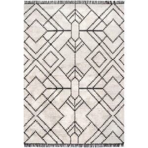 nuLOOM Carlina Geometric Shag Fringe Area Rug, 5x8, Beige